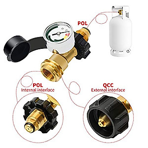Generep 2 Pack Upgraded Gas High-Pressure Gauge Propane Tank Gauge with POL Connection for 5-100lb Propane Tank, Stay Accurate at Different Temperatures