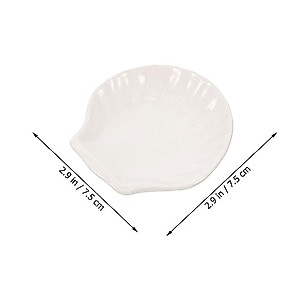 Coffee Container Ceramic Tea Bag Holder 4pcs White Porcelain Shell-Shaped Tea Bag Coasters Spoon Rests Teabag Storage Holder Tray Saucer Snack Seasoning Dish Coffee Tray