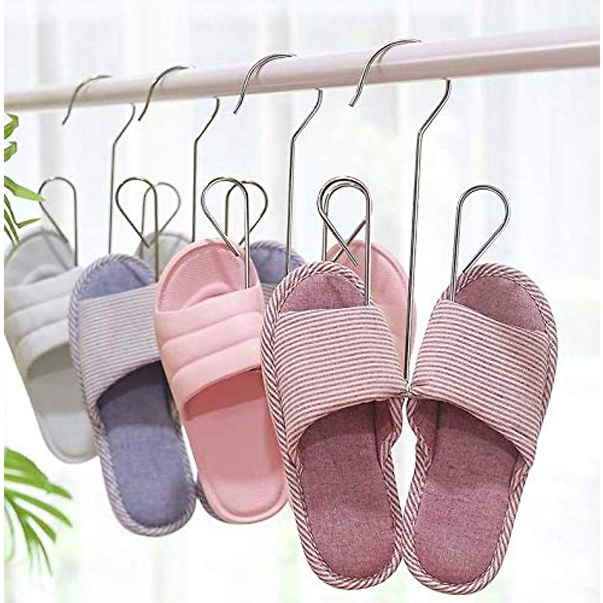 5 Pack Stainless Steel Shoes Hanger Drying Rack for Dehumidifying Hanging Leather Shoes,Double Hook Design Drying Shelf Storage Organizer,Closet Organizer Storage