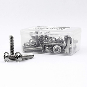 M8-1.25 x 20mm Flanged Button Head Socket Cap Screws, Stainless Steel 304, Allen Socket Drive,Full Thread, Machine Thread,Quantity 10