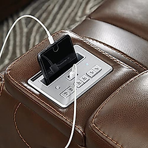 Signature Design by Ashley The Man-Den PWR REC Loveseat/CON/ADJ HDRST, Mahogany