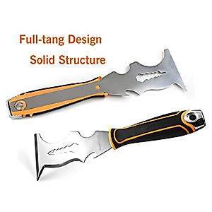 ROLLINGDOG 14 In 1 Painters Tool - Paint Scraper, Putty Knife Scraper Tool with Stainless Steel Blade, Soft Grip Handle and Metal Hammer End (3 Inches)