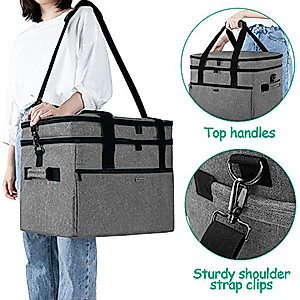 YARWO Slow Cooker Bag Compatible with Crock-Pot and Hamilton Beach 6-8 Quart Oval Slow Cooker, Double Layers Slow Cooker Travel Carrier for kitchen Appliance and Accessories, Gray (Bag Only)