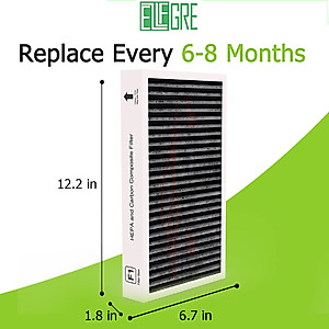 EzLfGre F1 4-Pack Carbon H13 HEPA Replacement Filter, Compatible with Filtrete 3M C01 T02 Air Purifier, Odor Removal