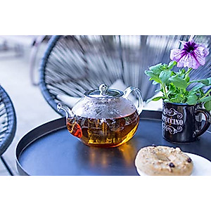 Aserson 1200 ml/40 oz Glass Teapot, Heat Resistant, Stainless Steel Infuser, Handmade, Leaf Tea Brewer, Borosilicate Glass, Stovetop Teapot and Microwave Safe