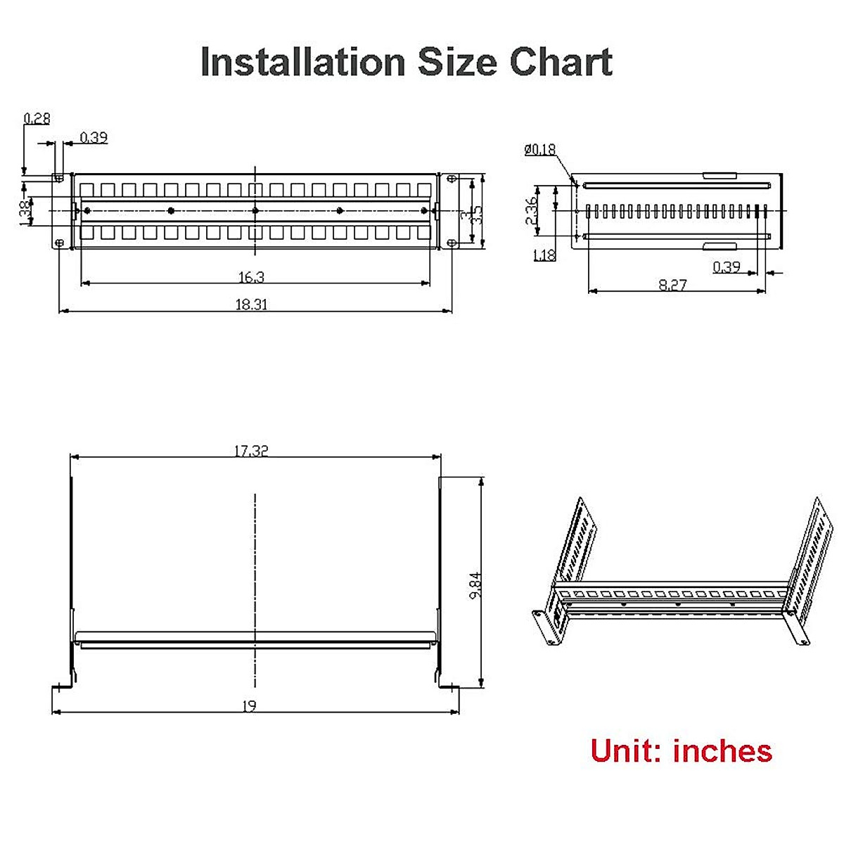 Naweisz 19 Inches Rack Mount Adjustable DIN-Rail Bracket 2U Height Used for Media Converter, Ethernet Switch, Industrial PoE Switch,Power Supplies Server Racks and Cabinet (Black)