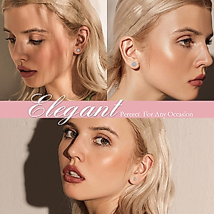 MILACOLATO 18K Gold Plated 925 Sterling Silver Stud Earrings for Women Clear Cubic Zirconia Disco Earrings Sparkle Crystal Ball Stud Earrings for Sensitive Ears Hyapollergenic, 8mm