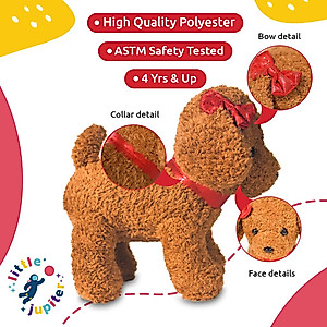 Little Jupiter Plush Pet Set with Purse w/Reversible Sequins & Charm - Stuffed Animal Toy for Kids Ages 4-5 - 6-7 - Stuffed Animal Purse - Stuffed Animals for Girls - (Brown Labradoodle)