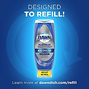 Dawn Dish Soap Squeeze Bottle, EZ-Squeeze Dawn Dishwashing Liquid,Dawn Platinum Dish Soap Liquid,Dish Washing Liquid+Non-Scratch Sponges for Dishes,Refreshing Rain,Includes 3x18oz Bottles+2 Sponges