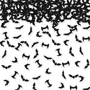 100pcs Bat Confetti, Black Glitter Bat Shape Table Confetti for Halloween, Halloween Themed Birthday Paper Scatters, Halloween Themed Baby Shower Party Table Decoration