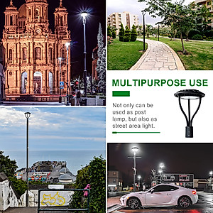 OSTEK Led Post Top Pole Lights with Photocell 20W/30W/40W/60W Power Selectable LED Circular Parking Lot Area Light 5000K Outdoor Lamp Top Pathway Fixture for School Street Garden Yard IP65