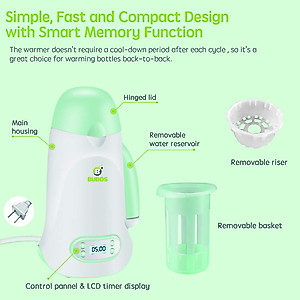 Bubos Baby Bottle Warmer Fast Heating with Prefilled Water Reservoir, Smart Mermory Program, LED Display and Auto Shut-Off, Plug in