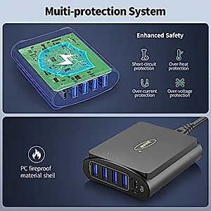 60W USB C Charger, Bototek 60W 5 Port USB C Charging Station, Portable Fast USB C Wall Charger PD Adapter 4 USB C and 1 USB A for All iPad, iPhone 13 12 11 Max Mini, Pixel Samsung Galaxy