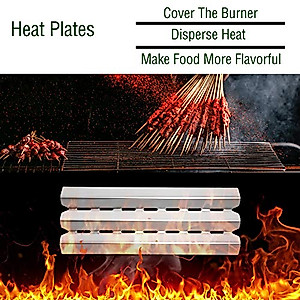 Damile Grill Heat Plates Shield Burner Cover Flame Tamer Gas Grill Burner Pipe Tube BBQ Gas Grill Replacement Parts for Broil King 9221-64, 9225-64, 9235-24, 9615-54, Baron 440, Baron 490, Baron 590