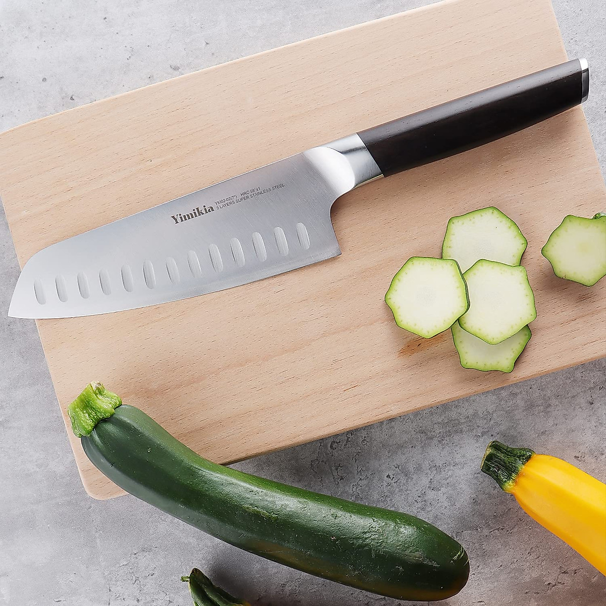 Yimikia Chef Knife, 8 Inch Chef's Knives Professional Cleaver, 5 Layer Super Steel Sharp Kitchen Knife for Cutting Vegetable Meat Fish, with Elegant Ebony Wood Handle