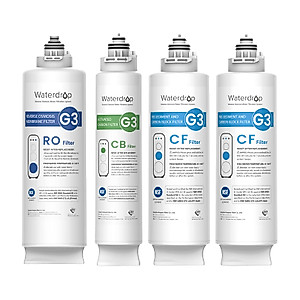 Waterdrop WD-G3-W Replacement Filter, Replacement for WD-G3-W Reverse Osmosis System, CF Filter + CB Filter + RO Filter, New Logo Design