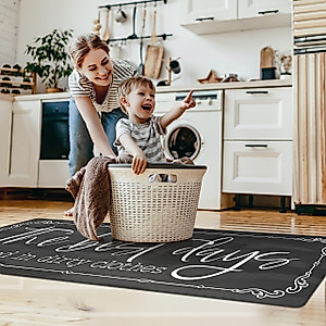 KOZYFLY Laundry Room Rug Runner 20"x60" Non Slip Laundry Rug Kitchen Rugs Washable Laundry Room Mat Waterproof Mudroom Floor Carpet Runner Bathroom Decor Farmhouse Rugs, 2x5, Dark Grey