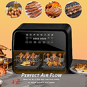 Dual Air Fryer Accessories Set of 6 for Ninja Foodi AF300UK, AF400UK, Instant Vortex, Tower T17088, Salter Dual Zone Deep Air Fryers 7.6L-9.6L