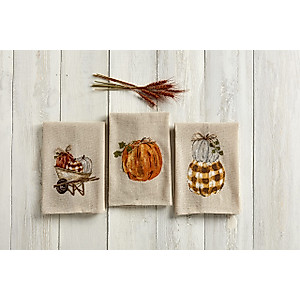 Mud Pie Pumpkin Painted Tea Towel, Wheelbarrow, 21" x 14"