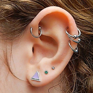 NewkeepsR 2 Pairs-16G(1.2mm) Implant Grade Steel Hinged Clicker Captive Bead Segment Rings,Setpum Tragus Helix Hoop Earrings Piercing Jewelry-Diameter(6mm/8mm)