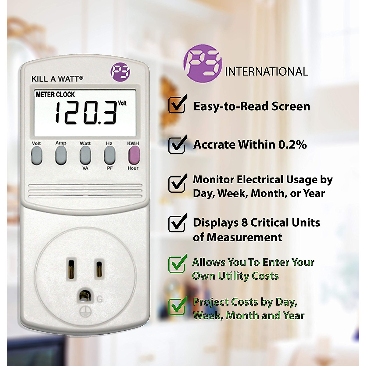 P3 International P4460 Kill A Watt EZ Electricity Usage Monitor, grey (10-Pack)