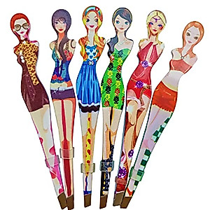 6Pcs Professional Girl Eyebrow Tweezer Stainless Steel Slanted Eyebrow Tweezers Eyebrows Hair Remover Tools Cosmetics Beauty (random color)…