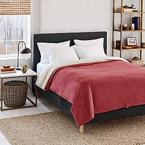 Eddie Bauer - Full Heated Blanket, Soft Fleece Electric Blanket with Sherpa Reverse, Warm Bedding with Low-Voltage Technology (Redwood, Full)