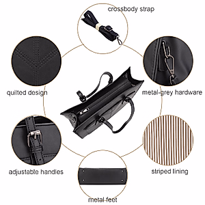 Barsine Work Bags for Women Laptop Tote Purses Professional Leather Large Capacity 15.6 Inch Office Briefcase Black