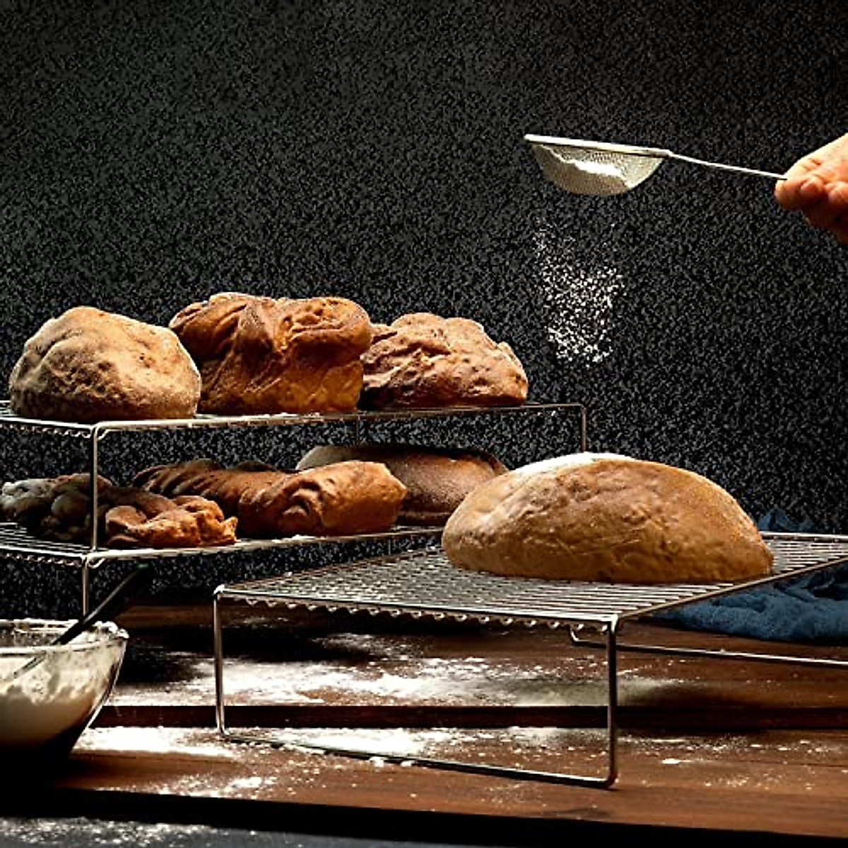 LANEJOY 3-Tier Stackable Cooling Racks for Cooking and Baking Stainless Steel Wire Cooling rack Oven & Dishwasher Safe (15 * 10 * 3 inch LYW02A)