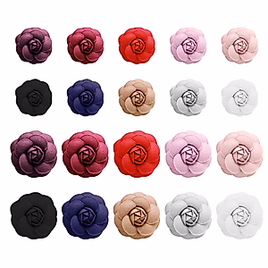 Happyyami Flower Brooches Set 20 Pieces Handmade Woolen Decor for Clothing Shoes Hat Elegant Flower Centerpieces