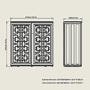 ADDOK 60-Gallon Storage Cabinet Light Weight Resin Indoor/Outdoor Storage Unit for Patio, Garden, Veranda with 1 Laminate Shelves (Ivory White)