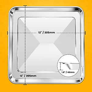 GWY 12" × 12" Baking Pan for Breville Smart Oven BOV800XL, Smart Oven Plus BOV810BSS, Smart Oven Pro BOV845BSS, Smart Oven Air BOV900BSS, Compatible with Ninja SP100 SP101 SP1001C SP201 Air Fry Oven