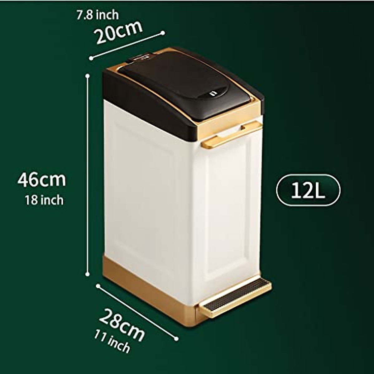 Trash Bin Trash Can Wastebasket Kitchen Trash Can, Pedal Bin with Lid, Garbage Can Trash Bin Stainless Steel Step Bin, Plastic Inner Bucket, Soft Closure Garbage Can Waste Bin (Color : C, Size : 12L