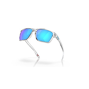 Oakley Men's OO9448 Sylas Rectangular Sunglasses, Polished Clear/Prizm Sapphire, 60 mm