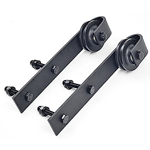DIYHD 10FT Black Ceiling Mount Double Sliding Barn Door Hardware Rolling Barn Door Track Indoor Running Heavy Duty Rail