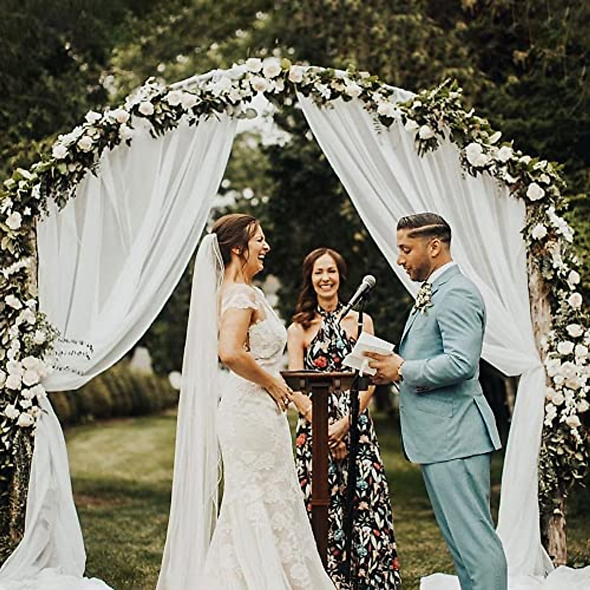 White Backdrop Curtain Wedding Backdrop 10ft x 10ft Chiffon Backdrop for Wedding Arch Birthday Party Banquet Decorations