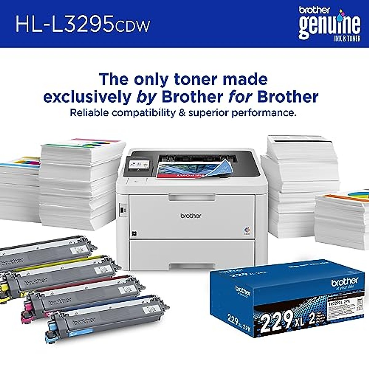 Brother HL-L3295CDW Wireless Compact Digital Color Printer with Laser Quality Output, Duplex, NFC, Mobile & Ethernet | includes 4 Month Refresh Subscription Trial ¹, Amazon Dash Replenishment Ready