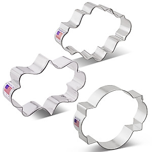 Plaque Cookie Cutters 3-Pc. Set Made in the USA by Ann Clark, Long Fancy, Oval, Photo Plaques
