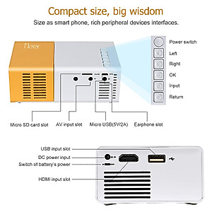 Meer Mini Projector,Portable Movie Projector,Smart Home Projector,Neat Projector for iOS,Android,Windows,PS5,Laptop,TV-Stick,Compatible with HDMI,USB,Audio,TF Card,AV and Remote Control