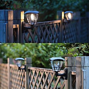 MAGGIFT 4 Pack Solar Powered Wall Lantern, Outdoor 10 Lumen LED Edison Bulb Warm White Solar Lights Wall Sconce with No Wiring Required, Fixture with Wall Mount Kit