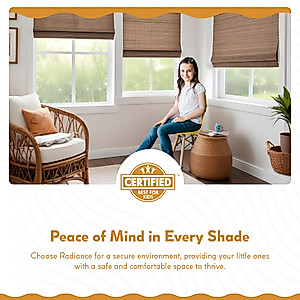 Radiance Cordless Bamboo Roman Shades for Windows - Flatstick Bamboo Blinds for Semi-Private Light Control - Easy to Lift & Fold Up Window Shades - Driftwood - 30 in. W X 64 in. L- (2216606E)