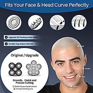 Roziaplus Head Shaver for Bald Men Electric Shavers Upgrade Rotary Shaver Best Close Shaver for Man Rechargeable Bald Mens Razor Multifunctional Electric Razors Wet & Dry Shaved Bald Shaver