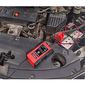 FOXSUR [New Upgrade] Lithium Battery Charger, 12V/24V 6Amp Full Automatic Intelligent Car Battery Charger(lithium batteries, lead-acid batteries, Calcium, etc)/Maintainer Delivers 7 Stage Charging-Red