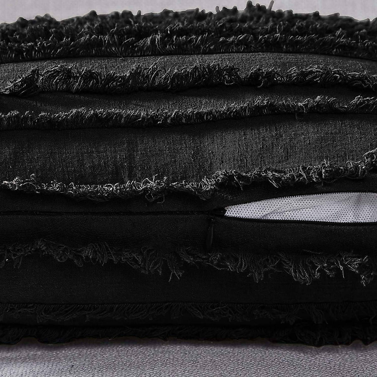 Longhui bedding Black Throw Pillow Covers for Couch Sofa Bed, Cotton Linen Decorative Pillows Cushion Covers, 12 x 20 inches, Set of 2