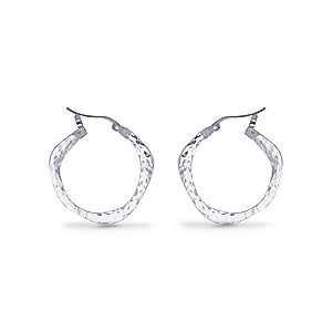Boma Jewelry Sterling Silver Organic Hammered Texture Snap Down Hoop Earrings