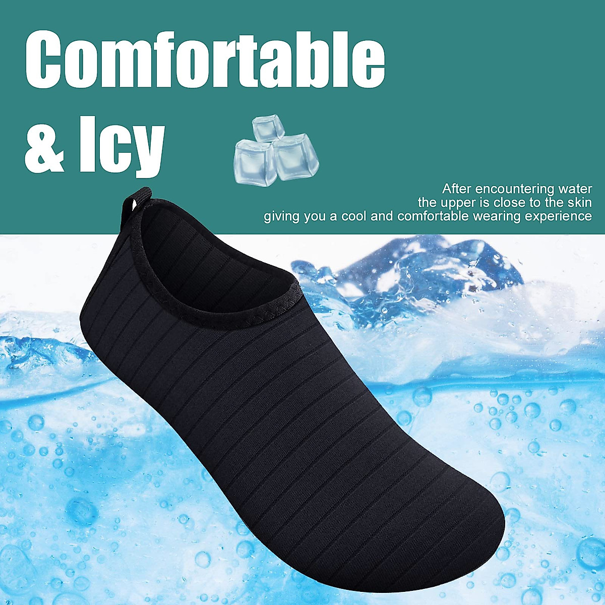 Unisex Water Shoes Quick-Drying Beach Aqua Shoes for Women Men Black 2 Pack