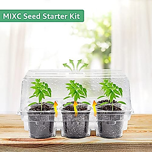 MIXC Seed Starter Tray 3 Packs Seed Starter Kits with 18 Pcs 4 inch Nurserty Pots Transparent Seed Tray with Humidity Dome and 10Pcs Plant Labels Greenhouse Germination Kit for Seeds Growing Starting