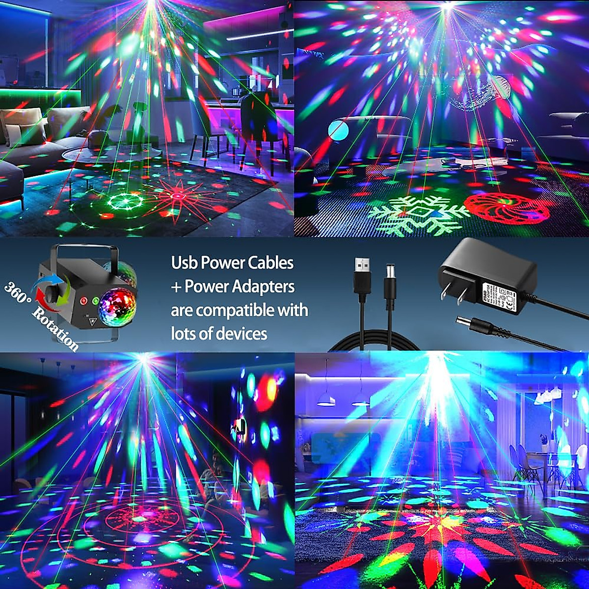 Party Lights, Disco Ball Lights,Dj Disco Lights,Rave Lights Stage Light Strobe Lights Laser Lights Sound Activated with Remote Control for Xmas Club Bar Parties Holiday Dance Christmas Birthday …