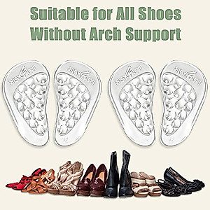 Skyfoot Arch Support Shoe Inserts, Massage Gel Arch Pads, Adhesive Arch Insoles for Flat Feet, High Arch, Plantar Fasciitis, Arch Pain Relief, Foot Pressure Relieve (Crystal)