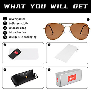 Pro Acme Classic Polarized Aviator Sunglasses for Women Men, Driving Sun Glasses Polarized Lens Lightweight Metal Pilot Frame UV400 Protection (Gold | Brown | With Logo)